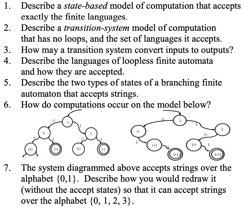 Solved 1. Describe a state-based model of computation that | Chegg.com