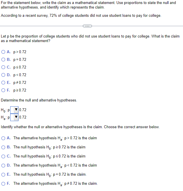 Solved For the statement below, write the claim as a | Chegg.com