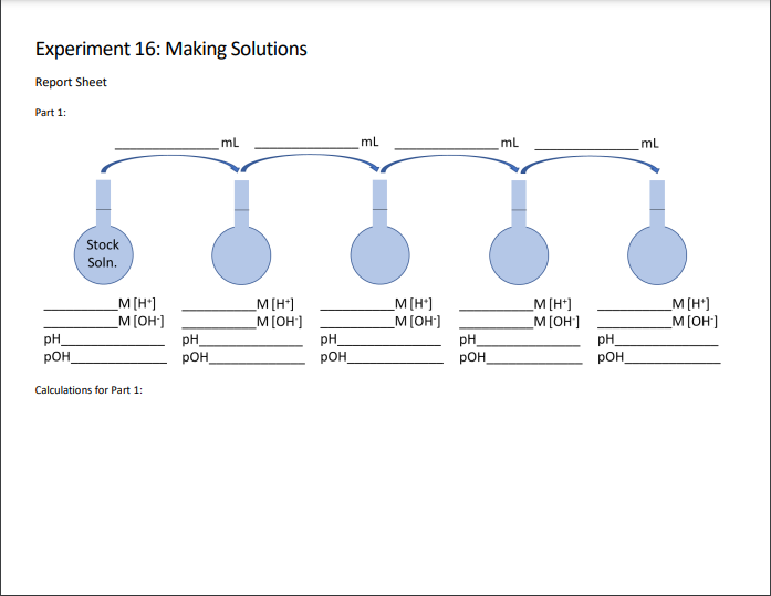 Solved Experiment 16: Making Solutions Report Sheet Part 1: | Chegg.com