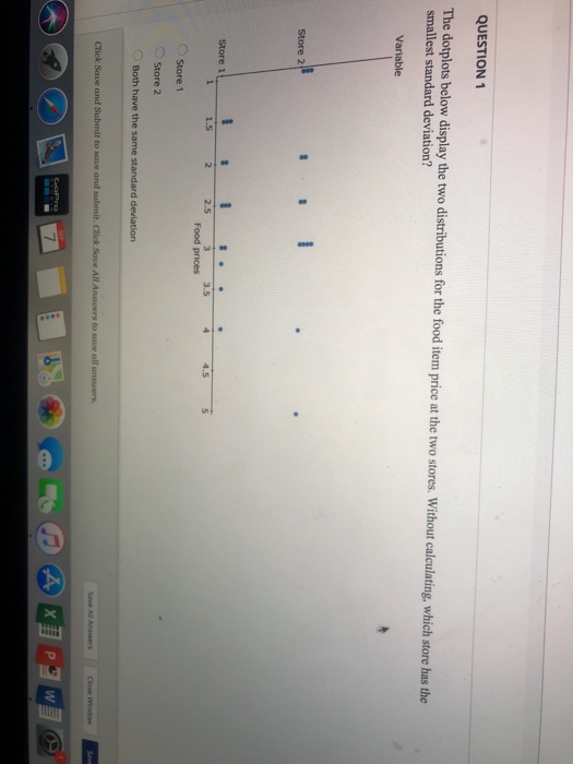 Solved QUESTION 1 The dotplots below display the two | Chegg.com