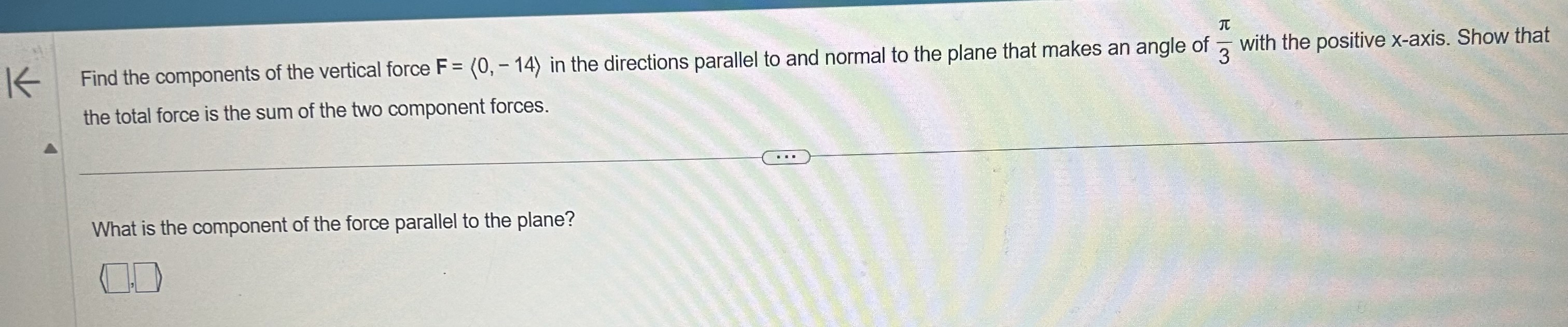 Solved Find the components of the vertical force F= 0,−14 | Chegg.com