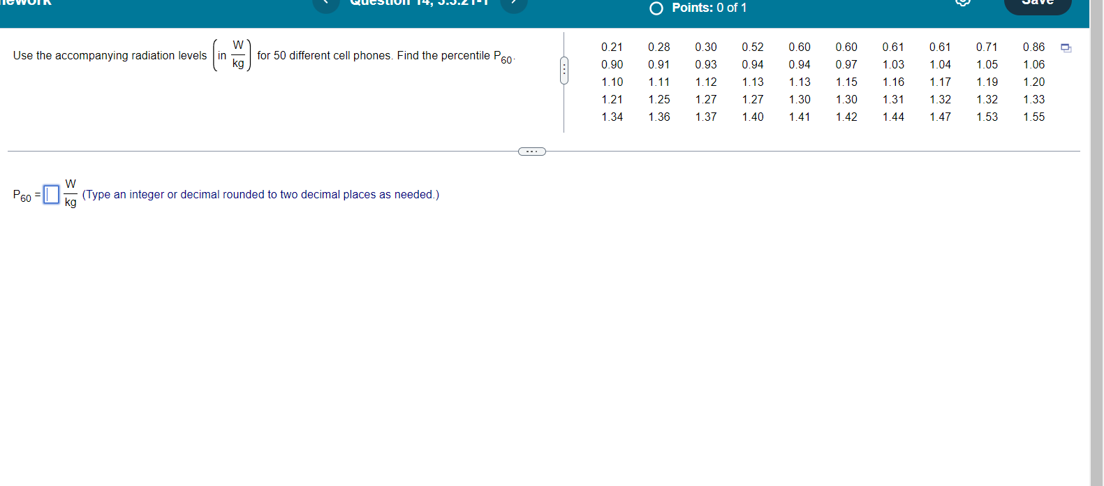 Solved P60=kgW (Type an integer or decimal rounded to two | Chegg.com