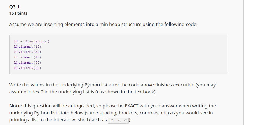 Solved Q3.115 ﻿PointsAssume we are inserting elements into a | Chegg.com