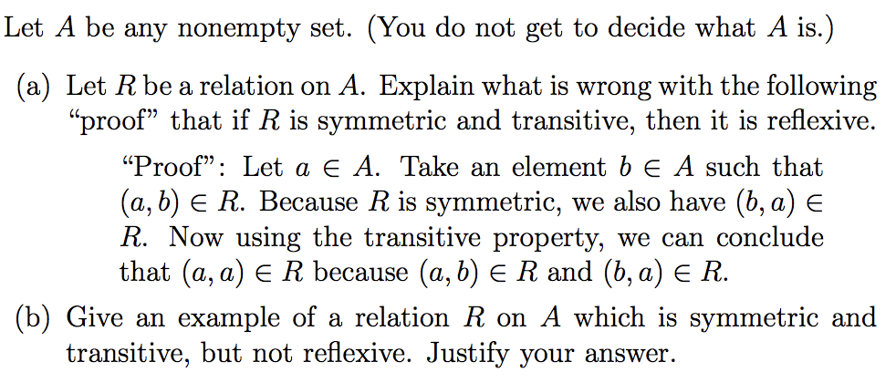 Solved Let A be any nonempty set. (You do not get to decide | Chegg.com