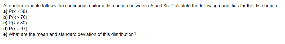 Solved A random variable follows the continuous uniform | Chegg.com