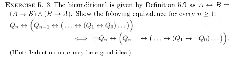 Solved EXERCISE 5.13 The biconditional is given by | Chegg.com