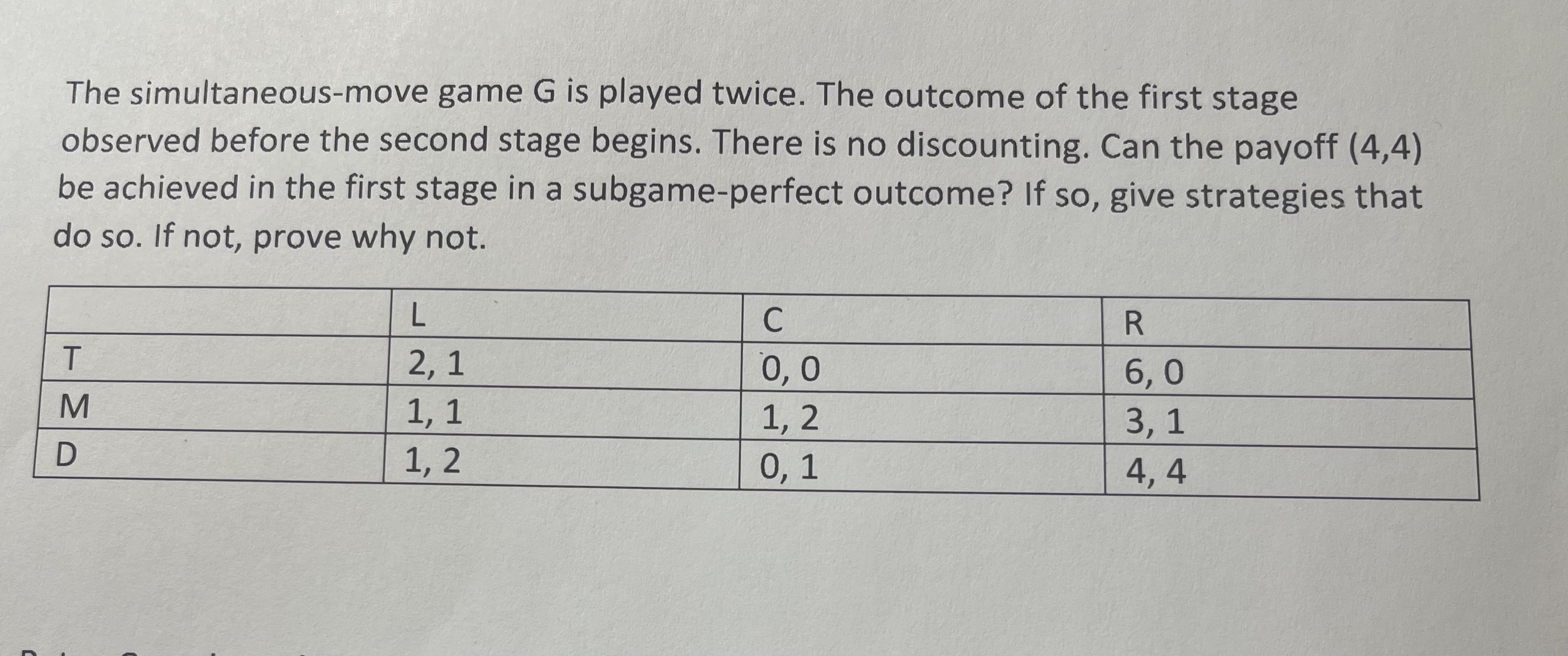 Solved The simultaneous-move game G is played twice. The | Chegg.com