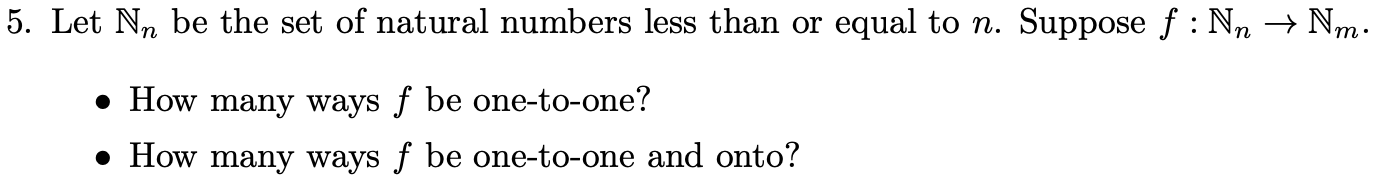 Solved 5. Let Nn be the set of natural numbers less than or | Chegg.com