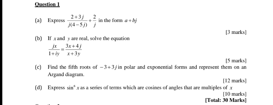 Solved (a) Express j(4−5j)2+3j+j2 in the form a+bj (b) If x | Chegg.com