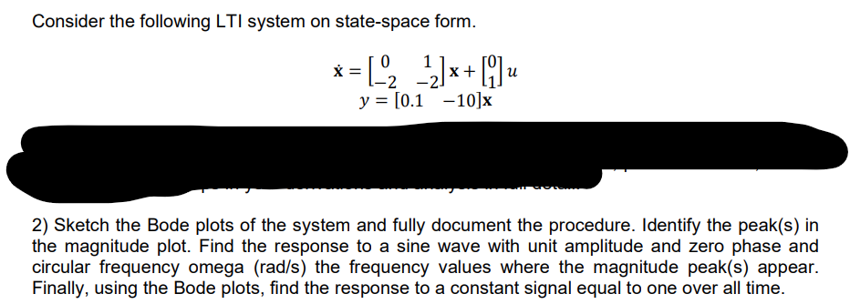 Consider the following LTI system on state-space | Chegg.com