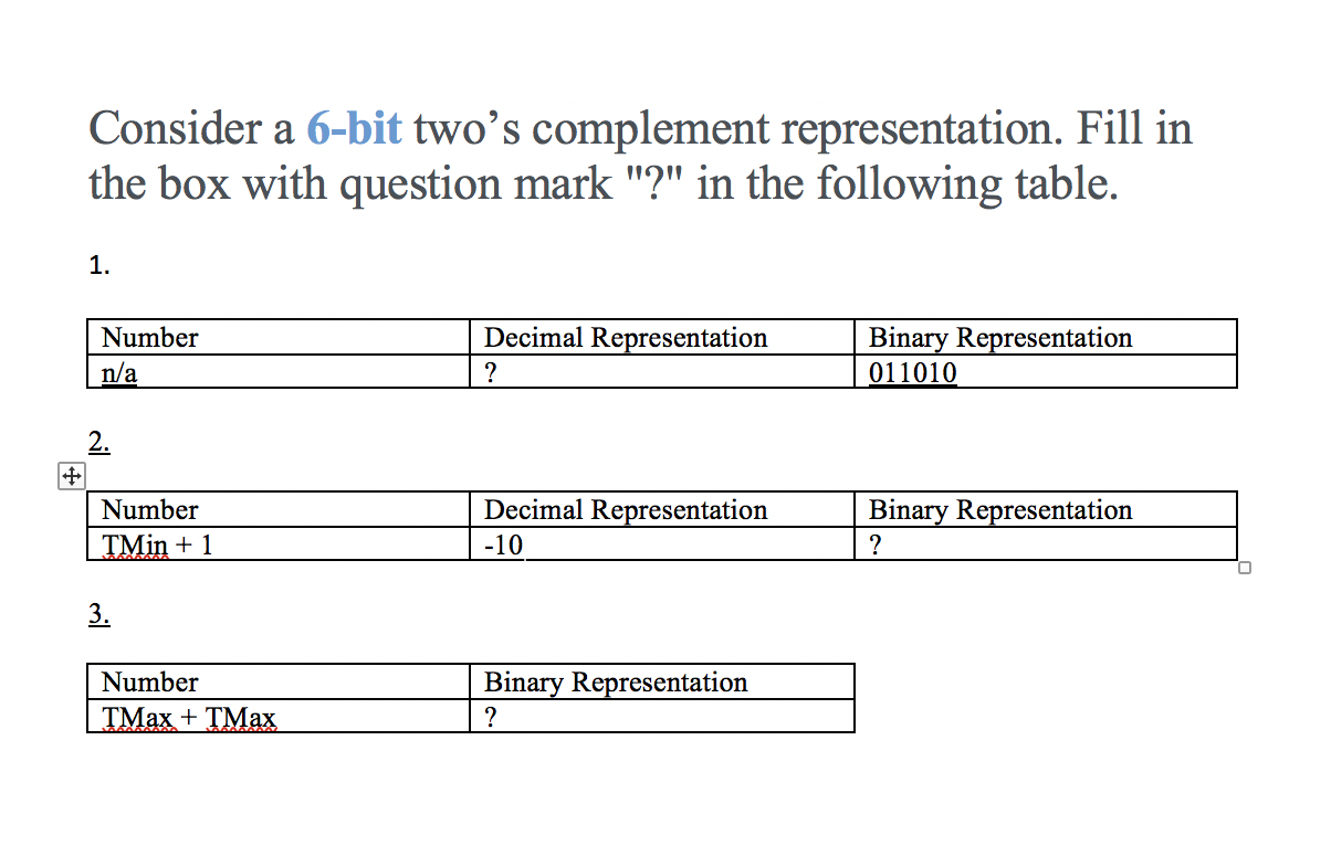 Solved Consider a 6-bit two's complement representation. | Chegg.com