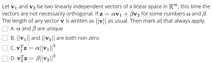 Solved Let v1 and v2 be two linearly independent vectors of | Chegg.com