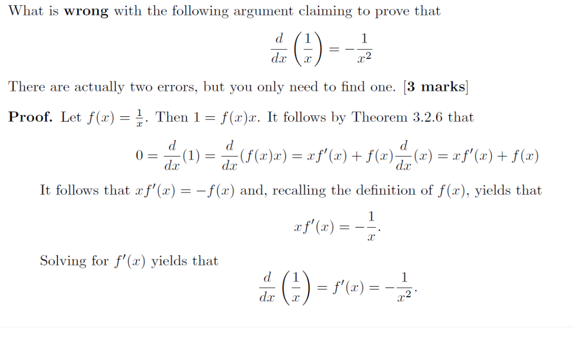 Solved What is wrong with the following argument claiming to | Chegg.com