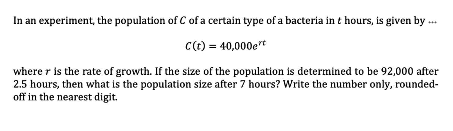 Solved In an experiment, the population of C of a certain | Chegg.com
