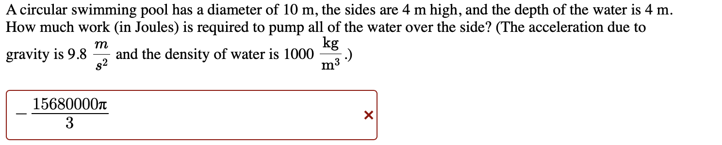 Solved A circular swimming pool has a diameter of 10 m, the | Chegg.com