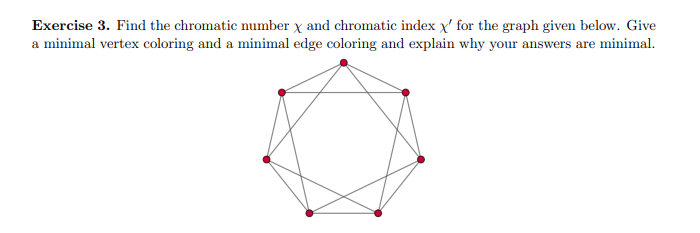 Solved Exercise 3. Find the chromatic number x and chromatic | Chegg.com