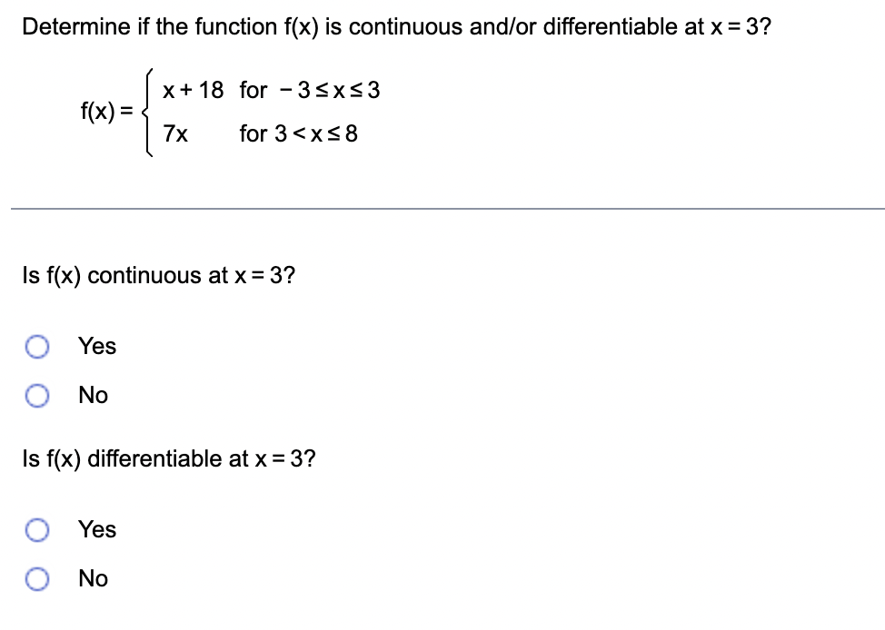 Solved Determine if the function f(x) is continuous and/or | Chegg.com