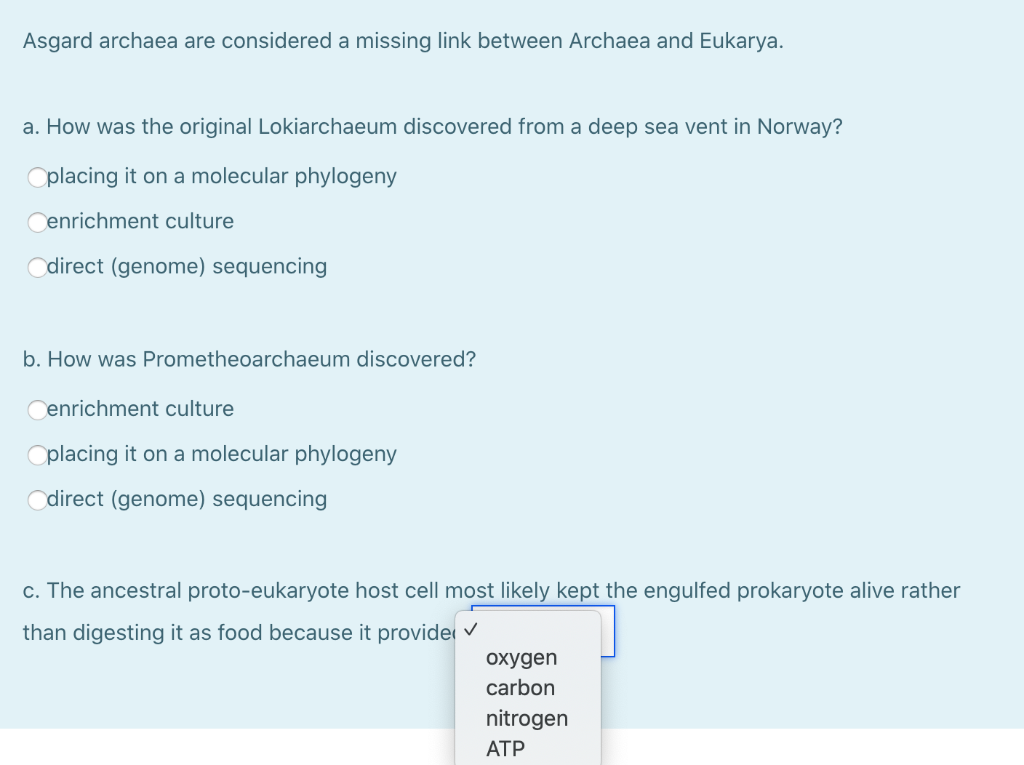 Solved Asgard archaea are considered a missing link between | Chegg.com