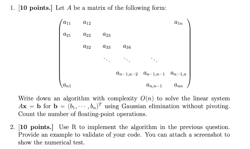 Solved Write an algorithm in R to solve this linear system | Chegg.com