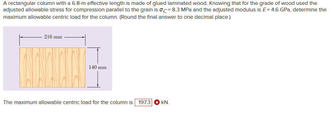 Solved A rectangular column with a 6.8-m effective length is | Chegg.com