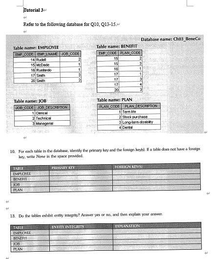 Solved Refer to the following database for Q10, Q13-15. | Chegg.com