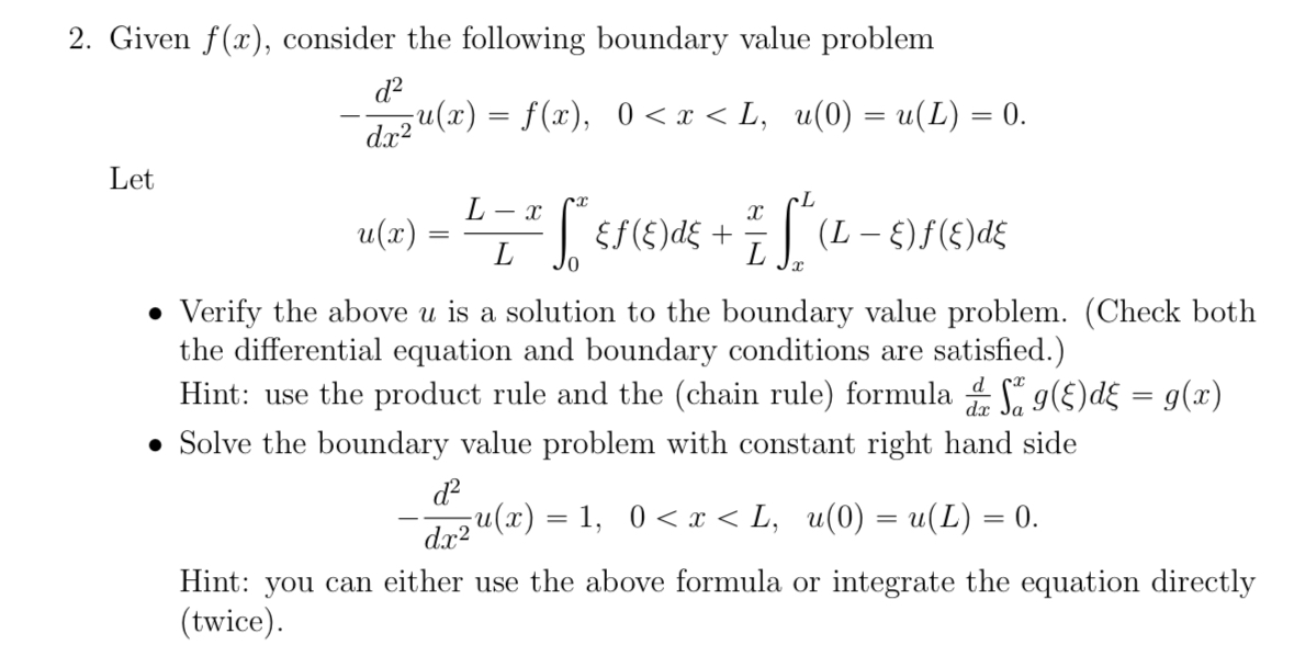 Solved Given f(x), ﻿consider the following boundary value | Chegg.com