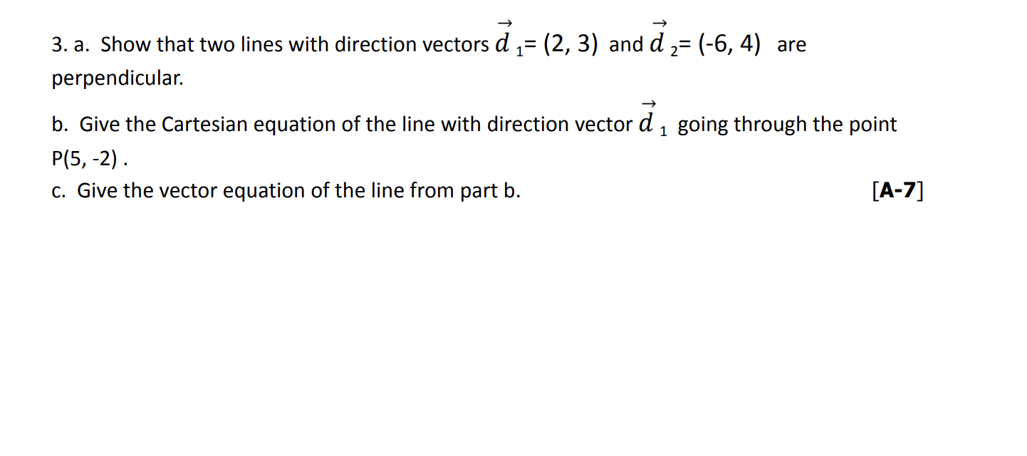 Solved 3. a. Show that two lines with direction vectors | Chegg.com