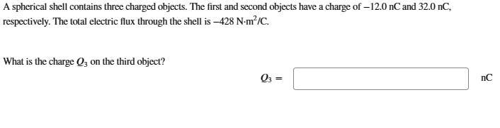 Solved A spherical shell contains three charged objects. The | Chegg.com