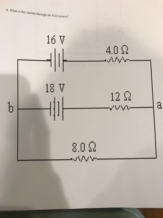 Solved What is the current through the 8 ohm resistor? | Chegg.com