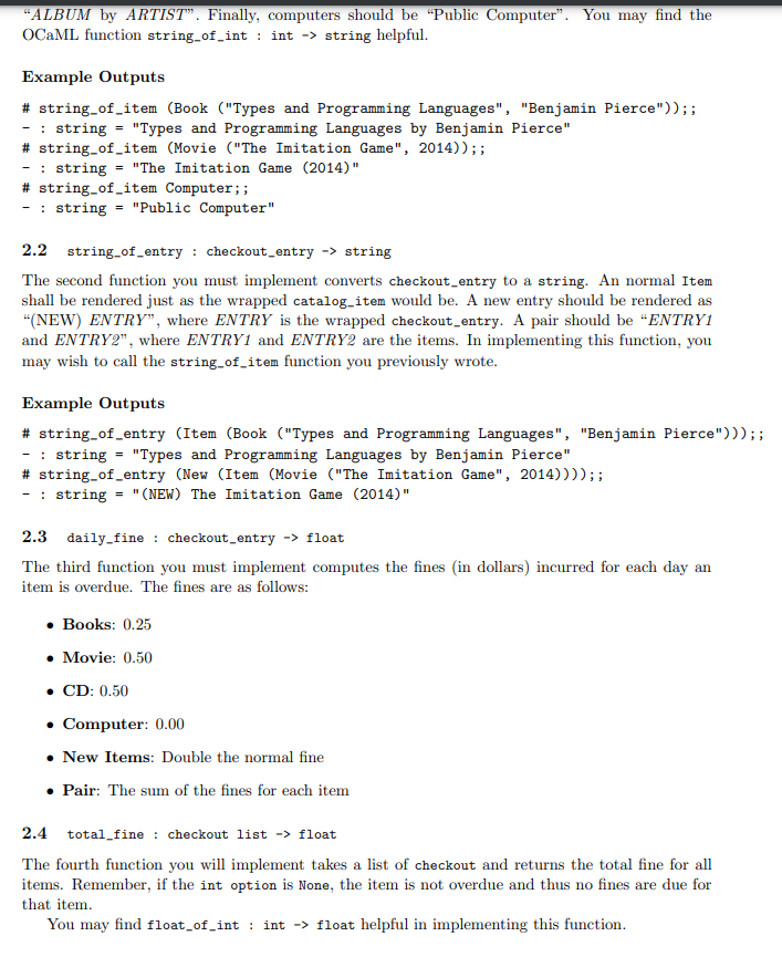 Solved OCaml Code: Make sure to show the full code and take | Chegg.com