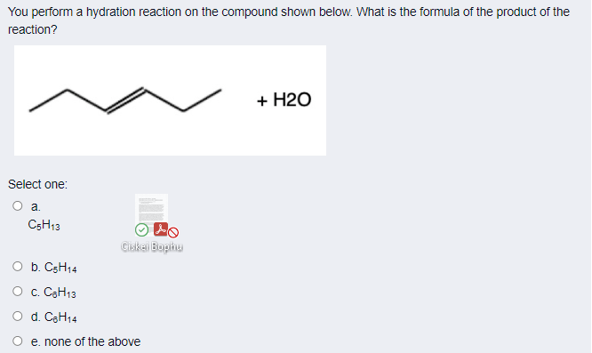Solved You perform a hydration reaction on the compound | Chegg.com