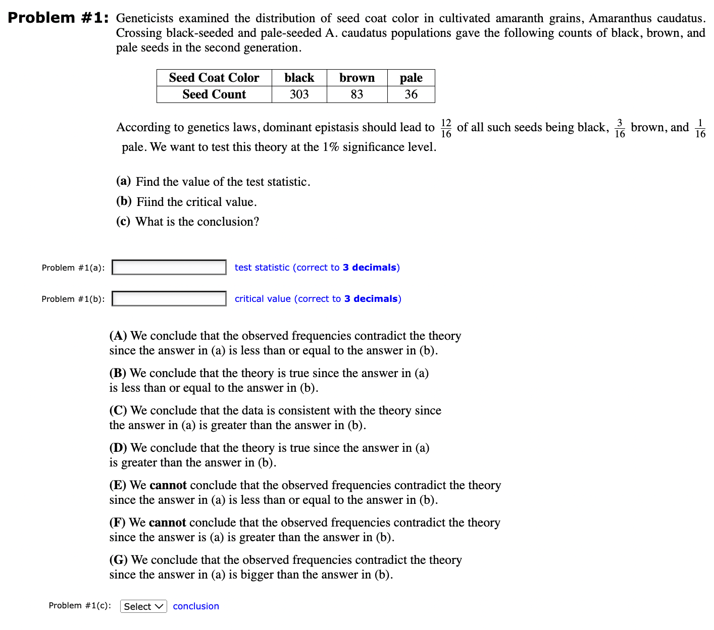Solved (A) ﻿We conclude that the observed frequencies | Chegg.com