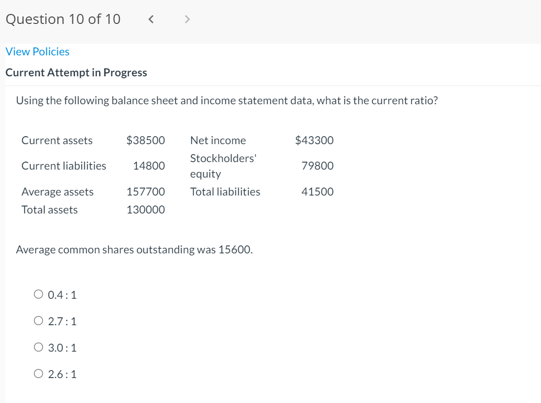 Solved Question 9 of 10 -/3 View Policies Current Attempt in | Chegg.com