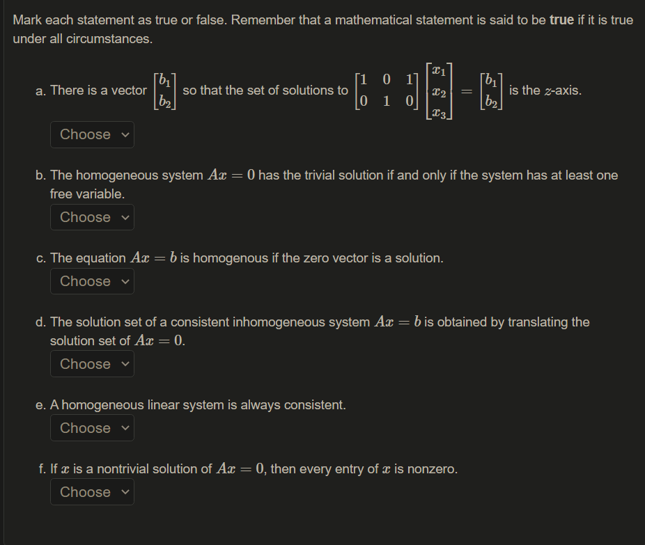 Solved Mark each statement as true or false. Remember that a | Chegg.com