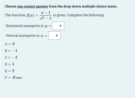 Solved Choose one correct answer from the drop-down multiple | Chegg.com