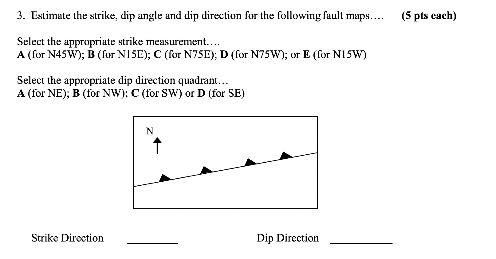 Solved 3. Estimate the strike, dip angle and dip direction | Chegg.com