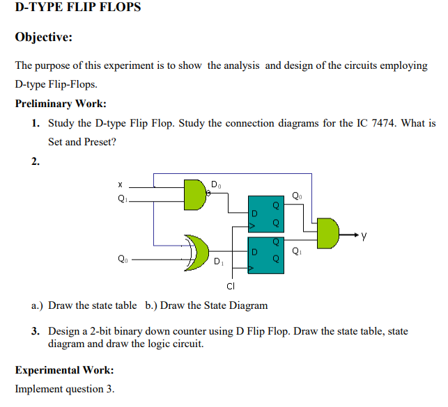 Solved D-TYPE FLIP FLOPS Objective: The purpose of this | Chegg.com