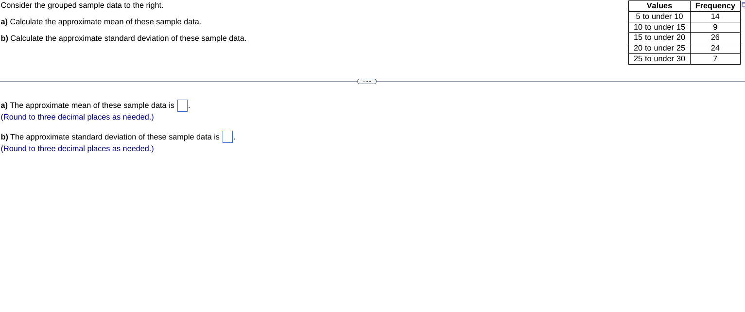 Solved Consider the grouped sample data to the right. a) | Chegg.com Solved Consider the grouped sample data to the right. a) | Chegg.com