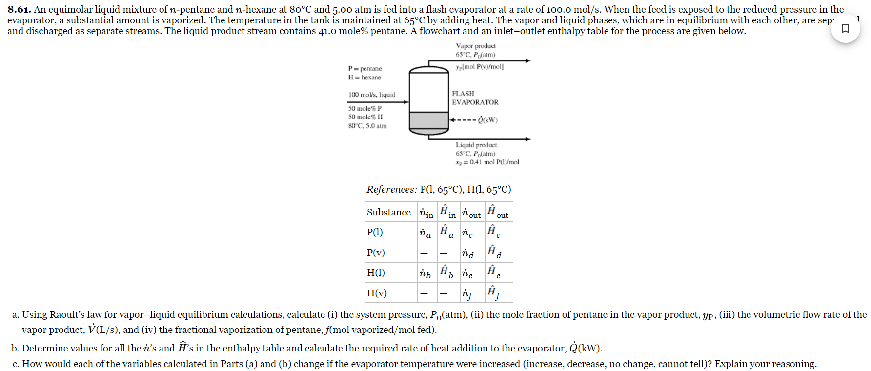 Solved 8.61. An equimolar liquid mixture of n-pentane and | Chegg.com