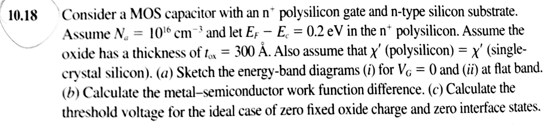 Solved Consider a MOS capacitor with an n+polysilicon gate | Chegg.com