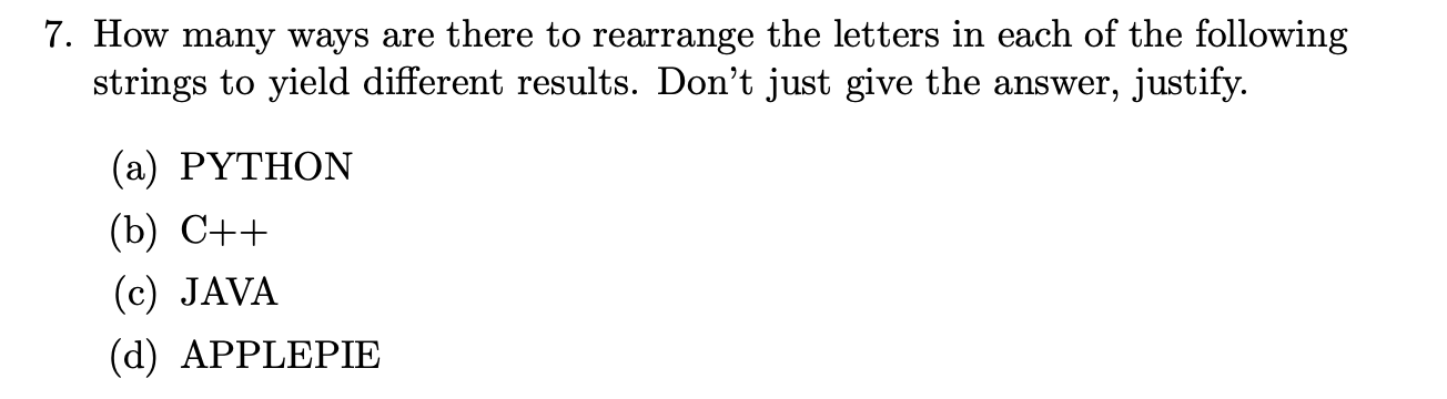 Solved 7. How many ways are there to rearrange the letters | Chegg.com
