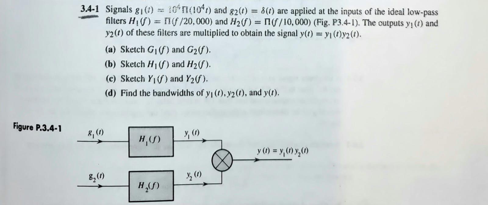 Solved 3.4-1 Signals g1(i)=8805(104t) and g2(t)=δ(t) are | Chegg.com