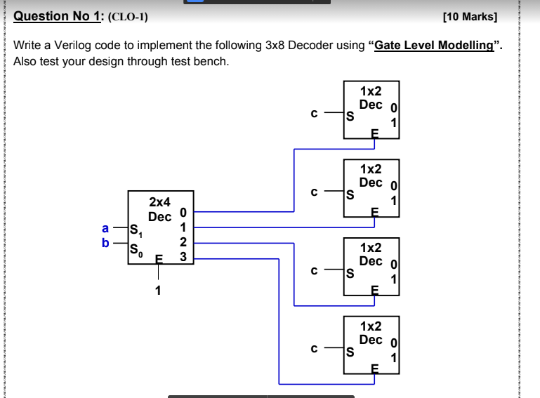 Solved Question No 1: (CLO-1) [10 Marks] Write a Verilog | Chegg.com