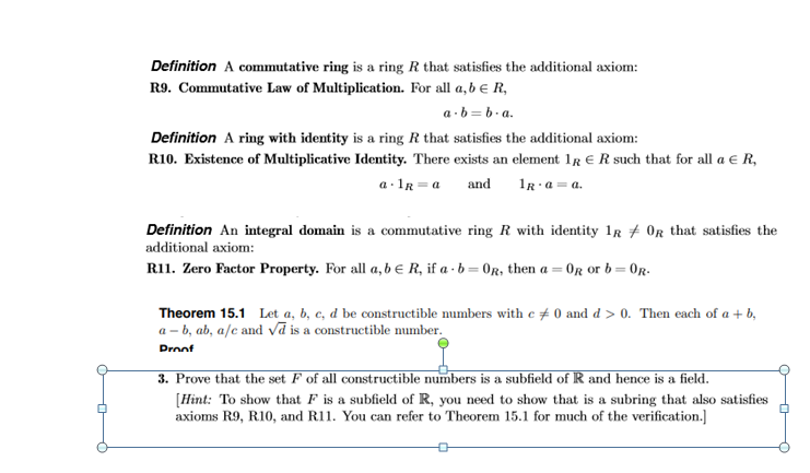 Solved Definition A commutative ring is a ring R that | Chegg.com