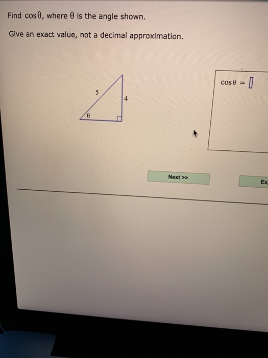 Solved Find cos θ, where θ is the angle shown. Give an exact | Chegg.com