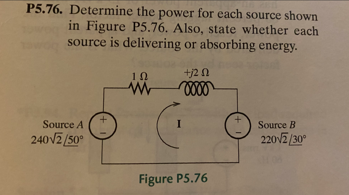 Solved P5.76. Determine the power for each source shown in | Chegg.com