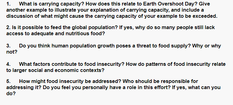 Solved 1. What is carrying capacity? How does this relate to | Chegg.com