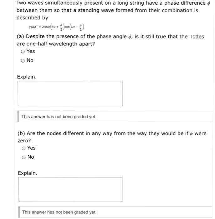 Solved Two waves simultaneously present on a long string | Chegg.com