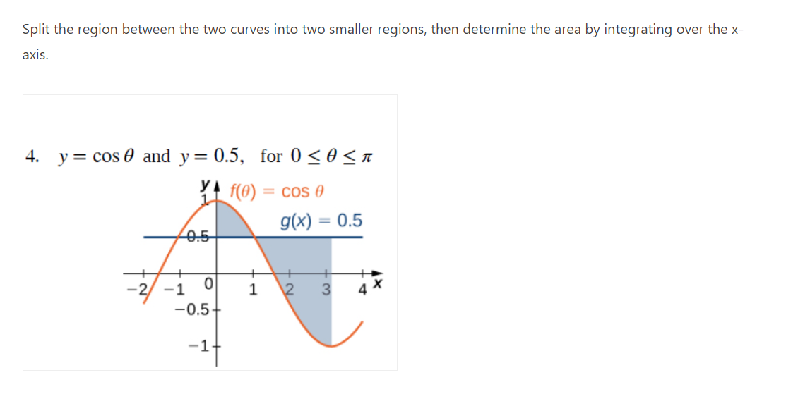 Solved Split the region between the two curves into two | Chegg.com