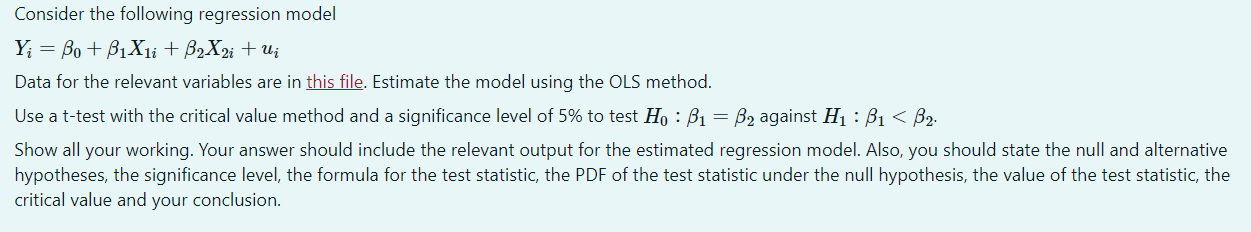 Solved Consider the following regression model Y; = Bo + | Chegg.com